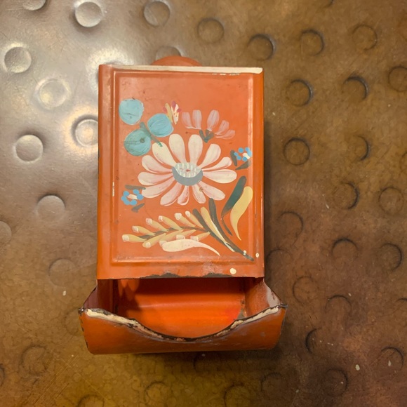 American Vintage | Kitchen | 95s Burnt Orange Metal Match Box Holder ...